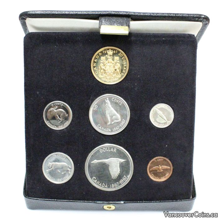 1967 Canada $20 Gold coin and complete 1867-1967 Specimen Coin set SP60 ...