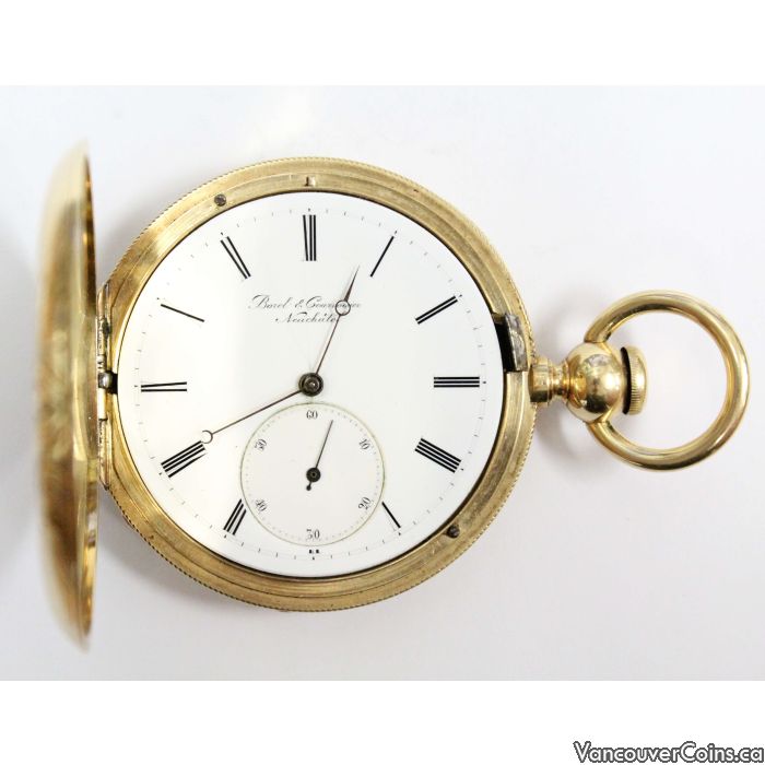 18k Gold Borel & Courvoisier Neuchatel KWS Pocket Watch 56mm running ...