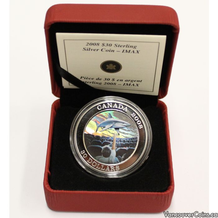 2008 Canada $30 Sterling silver IMAX Shark coin - Professional Dealers ...