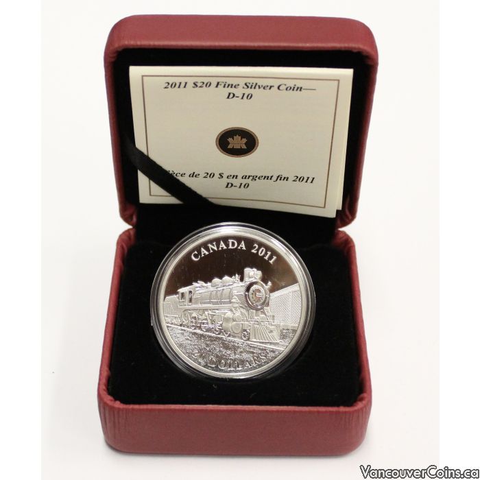 2011 CANADA 20 Dollars Silver Coin - D 10 Steam Locomotive Series ...