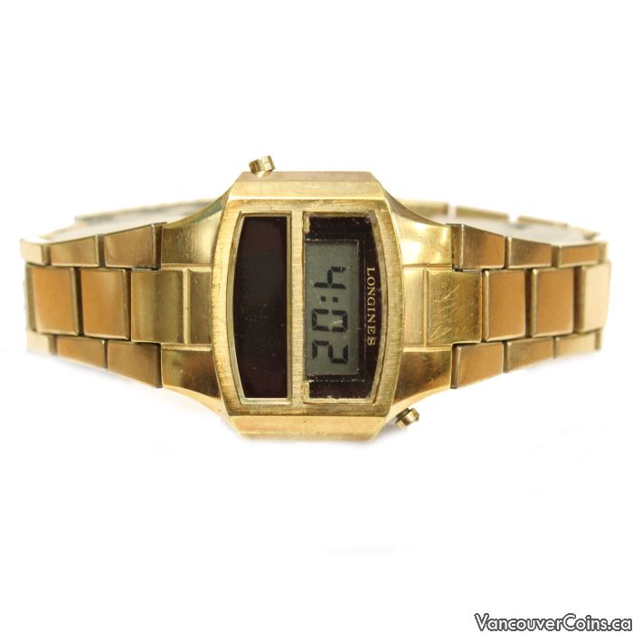 Vintage Longines Gemini II 14k Gold Plated Digital Dual Screen Watch ...