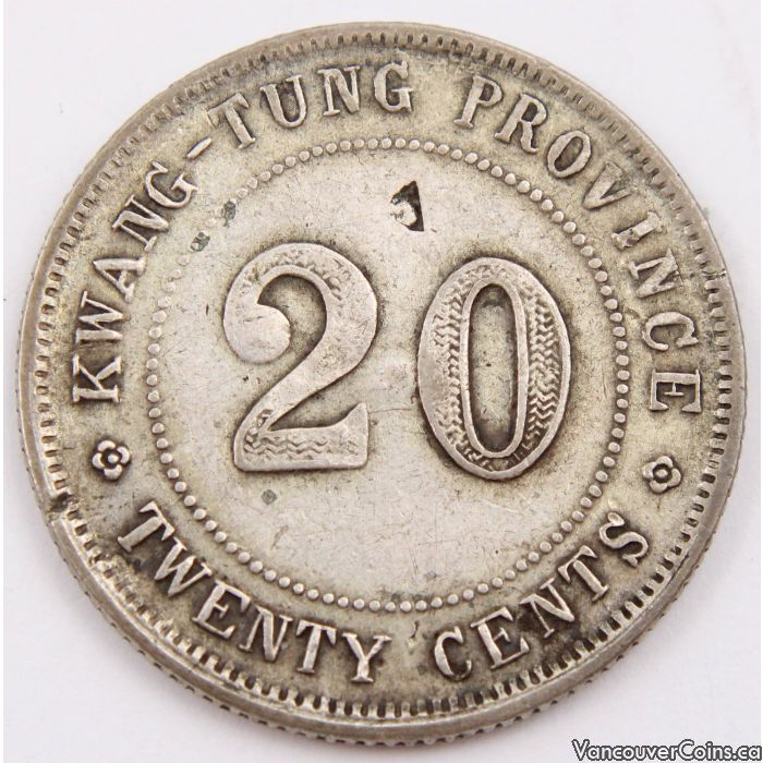 1920 China Kwang Tung 20 cents LM-150 K-729 chop mark EF - Professional Dealers of Coins, Bank ...