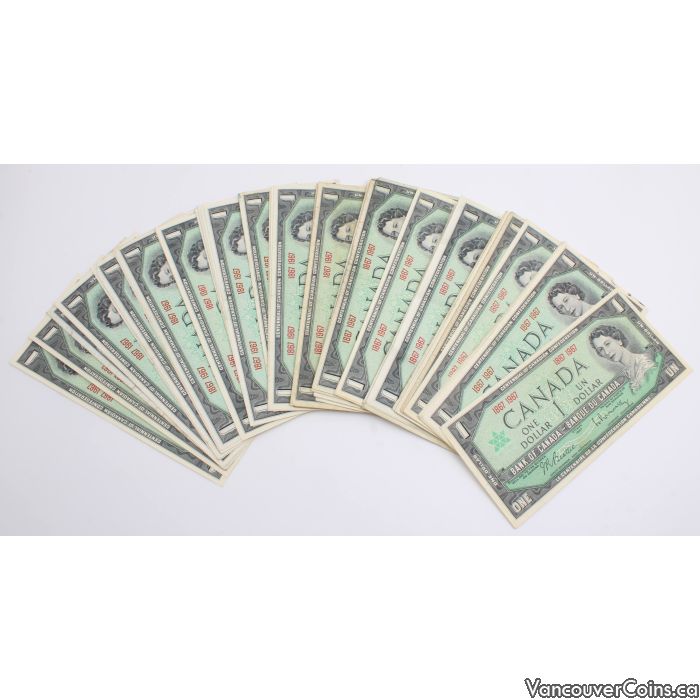 60x 1967 Canada $1 1867 1967 50-banknotes Circulated some damaged ...