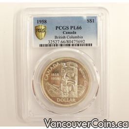1958 Canada Silver Dollar PCGS PL66 Original Gem high end Prooflike ...
