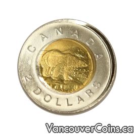1952-2002 Canada $2 coin broadstruck and off-center core MS65 ...