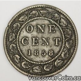 1858 Canada One Cent VG10 small rim nick on reverse - Professional ...