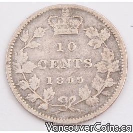 1899 small-9s Canada 10 cents obverse-6 VG - Professional Dealers of ...