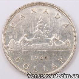 1945 Canada silver $1 dollar VF+ - Professional Dealers of Coins, Bank ...