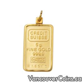 5 Gram Credit Suisse .9999 Fine Gold Bar – Serial #513563 – Set in ...