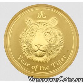2010 Australia 1/4 oz Lunar Series II Year of the Tiger 9999 Pure gold ...