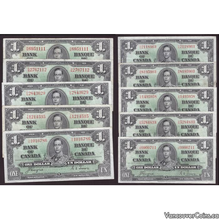 1937 Canada $10 banknote Coyne Towers B/T3887807 F - Professional ...