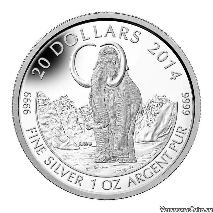 2014 Canada $20 Prehistoric Animals The Woolly Mammoth - Pure Silver ...