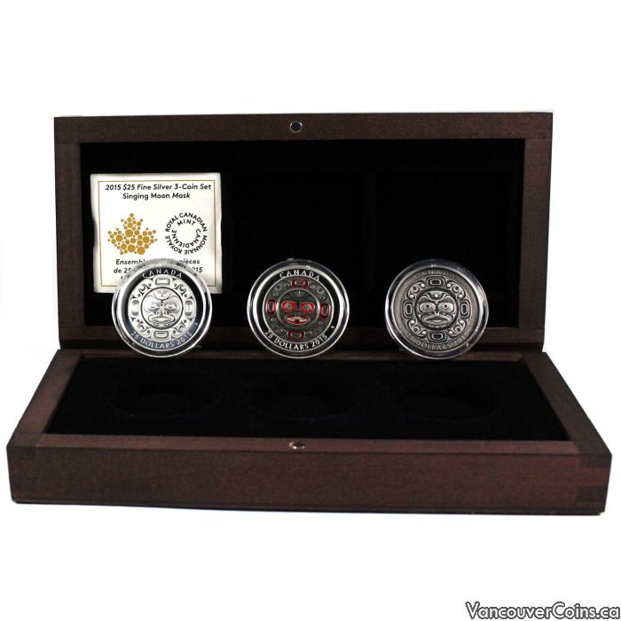 2015 $25 9999 fine silver 3-coin set singing moon mask - Professional ...