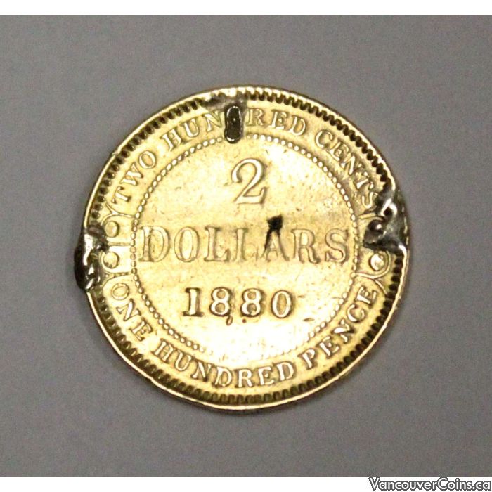 1880 Newfoundland $2 two dollar gold coin authentic remnants of jewelry ...