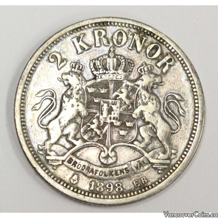 1898 Sweden 2 kroner silver coin VF20 - Professional Dealers of Coins ...