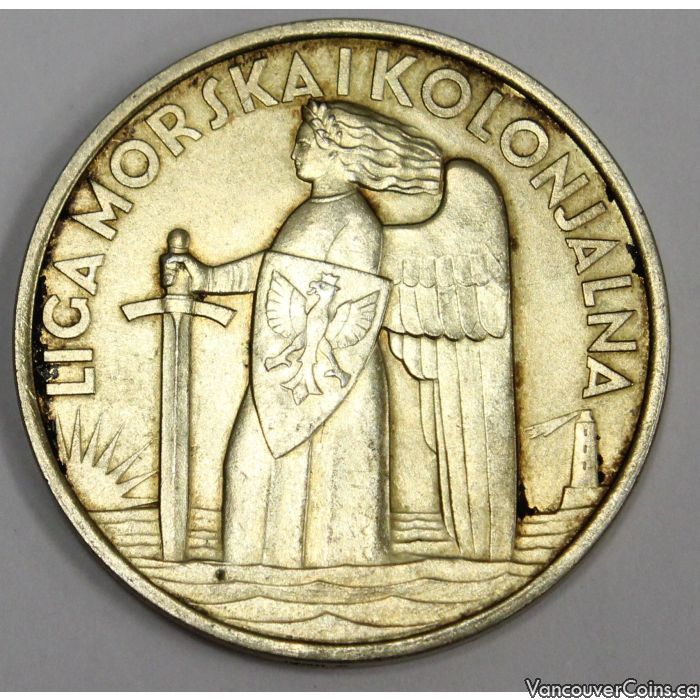 1935 Pilsudski M S ship Polish silver medal w/full original edge ...