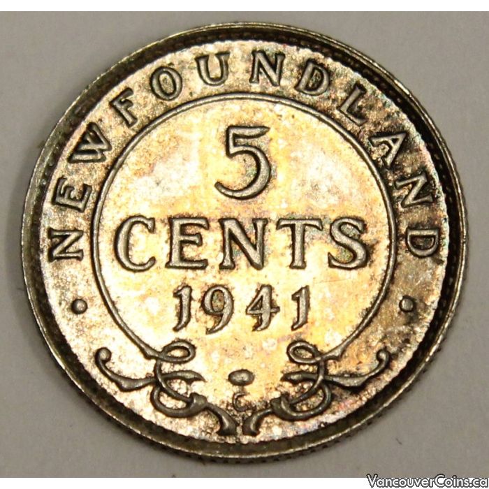 1941c Newfoundland 5 Cents silver coin GEM Uncirculated MS65 Heavy ...