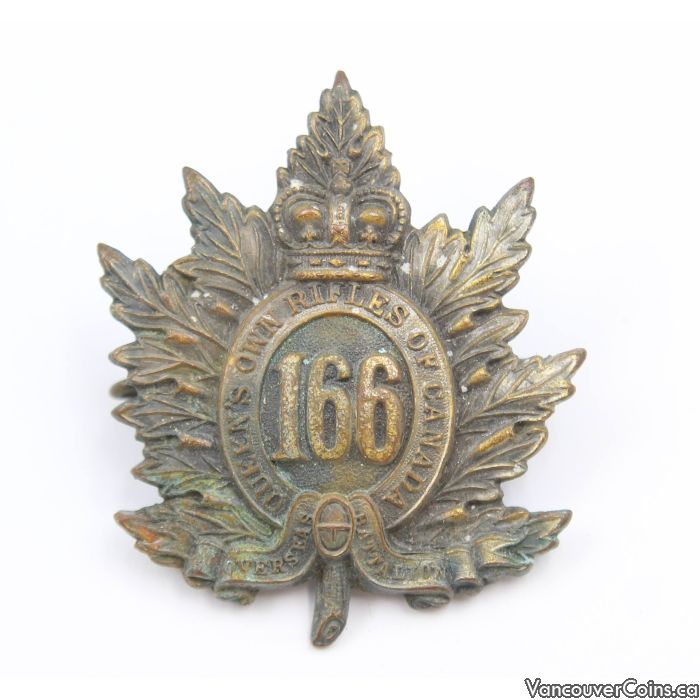 166th Queens Own Rifles Overseas Battalion Toronto Canada Cap Badge ...