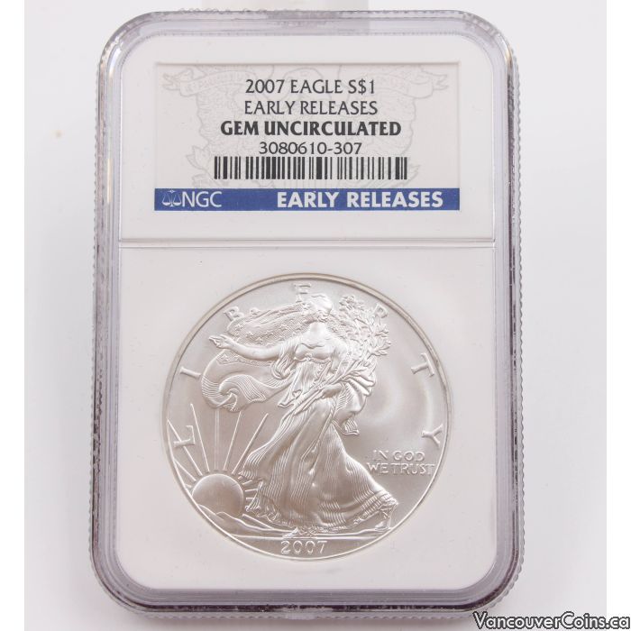 2007 American Silver Eagle $1 Pure silver - NGC Early Releases Gem Uncirculated - Professional ...