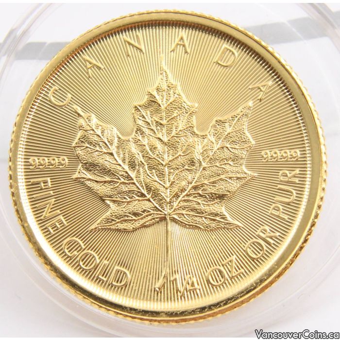 1/4 oz 2022 Canadian Maple Leaf Pure 9999 Gold Coin Royal Canadian Mint