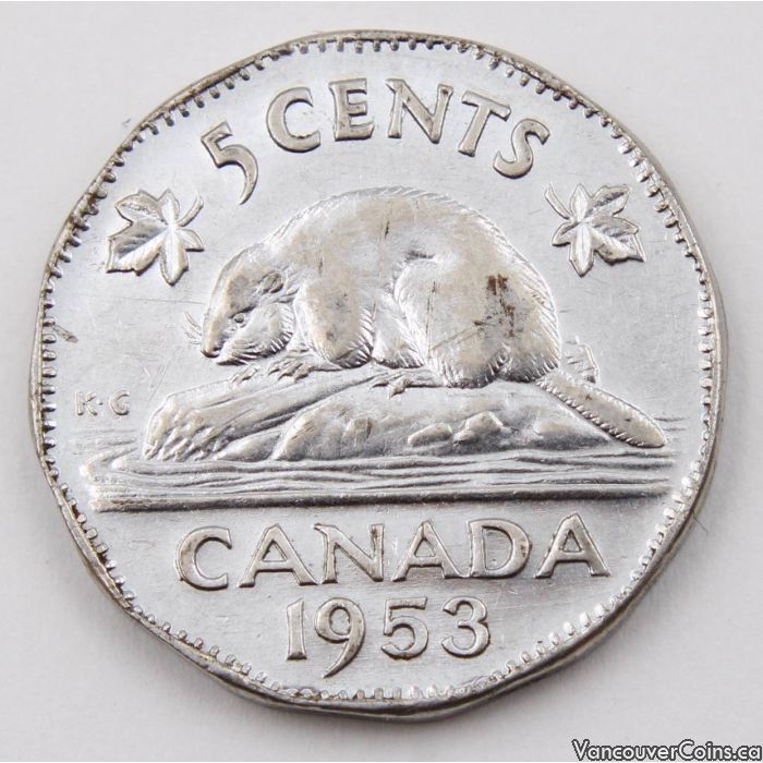 1953 SF Far Leaf Mule Canada 5 cents VF - Professional Dealers of Coins ...