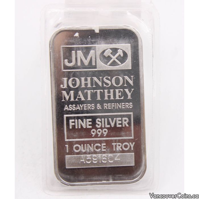 1 oz A Serial Number JM Johnson Matthey 999 Fine Silver Bar Serial ...