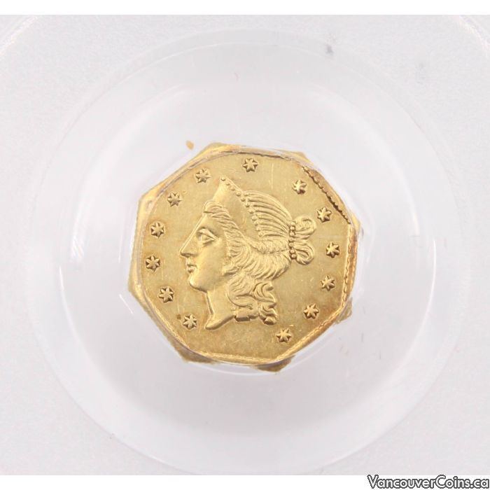 1853 $1 Octagonal $1 dollar California gold coin BG-531 PCGS AU58 ...
