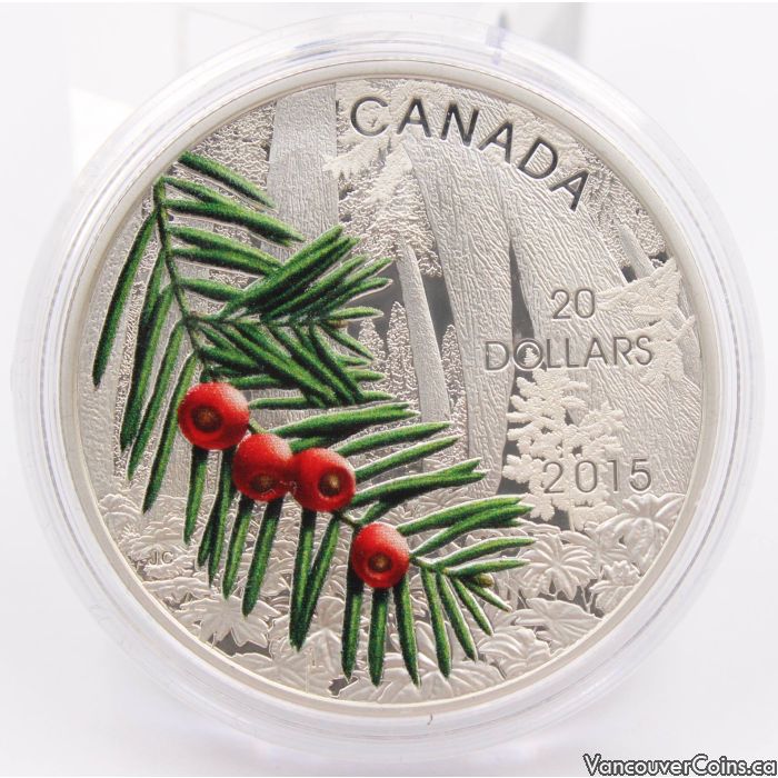 2015 Canada $20 Fine Silver Coin Columbian Yew Tree - Forests of Canada ...