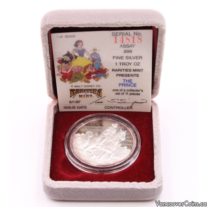 1987 Walt Disney's The Prince Rarities Mint 1 oz Ounce .999 Silver ...