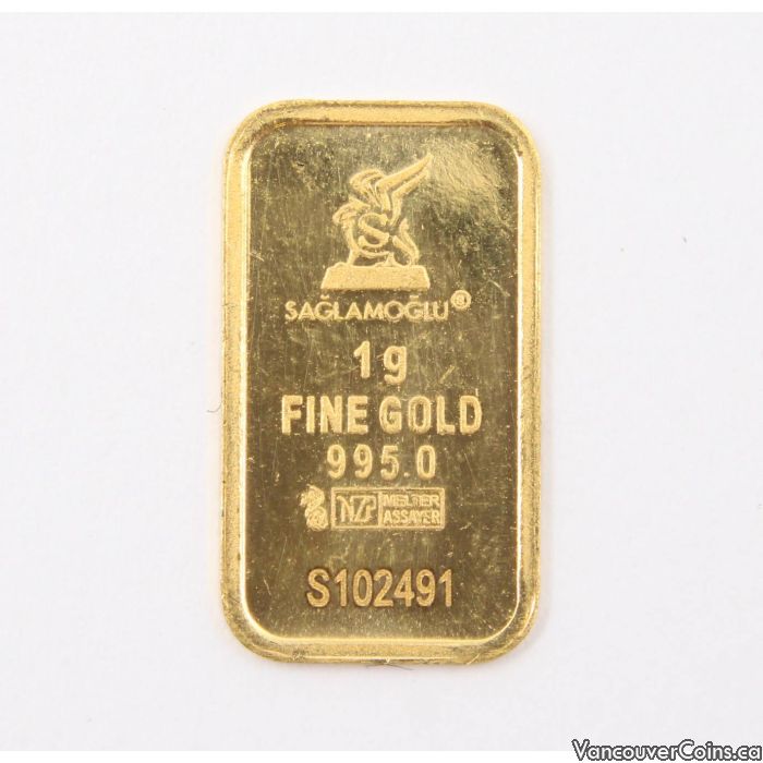 1 Gram Gold Bar .995 Saglamoglu Refiners Turkey Serial number S102491 ...