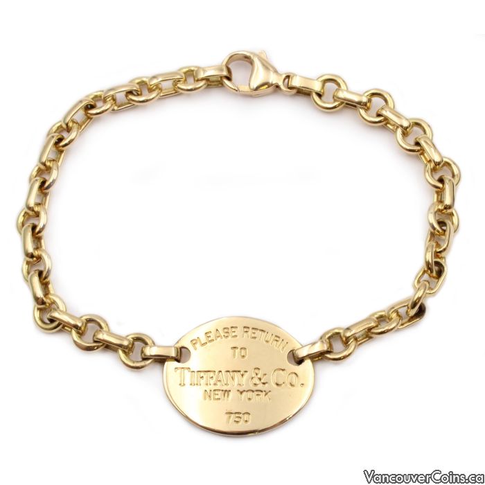Tiffany & Co. Return To Tiffany 18K 750 Yellow Gold Oval Tag Bracelet ...