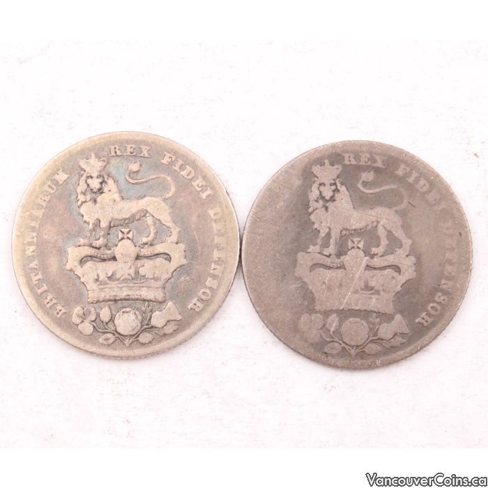 1826 and 1827 Great Britain Shillings silver coins - Professional ...