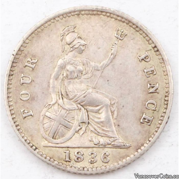1836 Great Britain 4 pence silver coin a/EF - Professional Dealers of ...