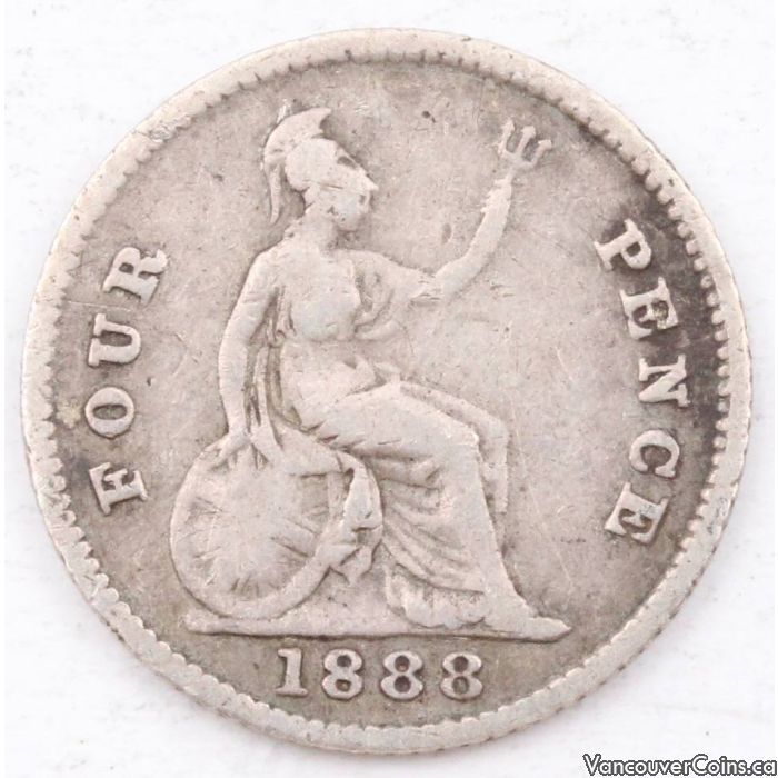 1888 Great Britain 4 pence silver coin circulated - Professional ...