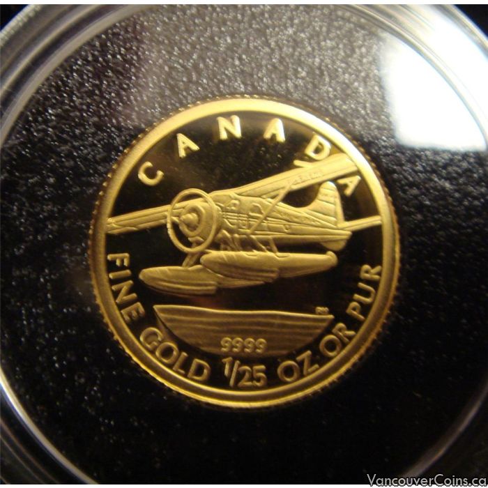 2008 Royal Canadian Mint 1/25 oz Pure Gold Coin "de Havilland Beaver in ...