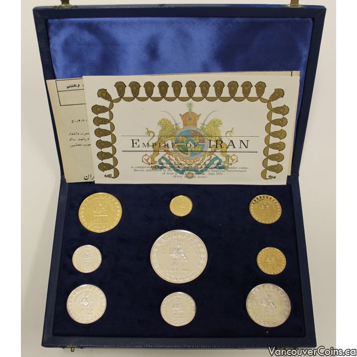 1971 Iran Pahlavi 9 Coin Gold+Silver Set - Professional Dealers of ...