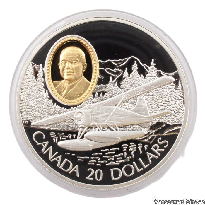 1991 Canada Aviation HAVILLAND BEAVER $20 Dollars Silver coin ...