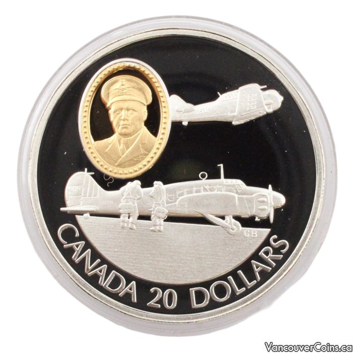 1990 Canada Aviation AVRO ANSON HARVARD $20 Dollars Silver coin ...