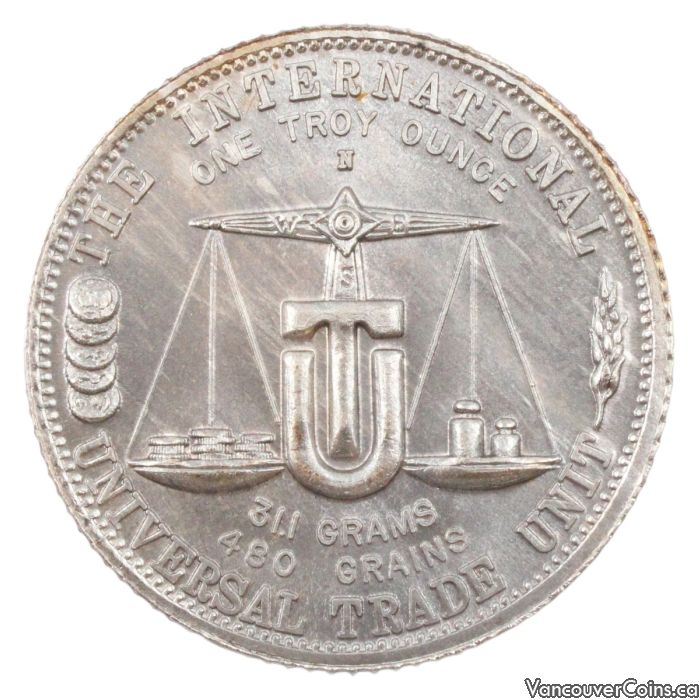 1974 International Universal Trade Unit 1 Troy Oz .999 Fine Silver ...