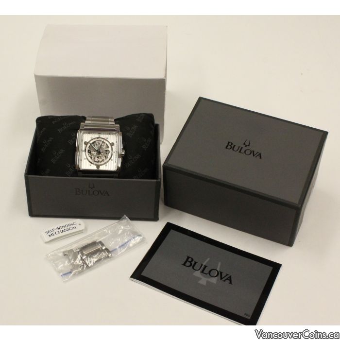 Bulova Automatic 96A107 men's watch automatic 21 jewels silver dial ...