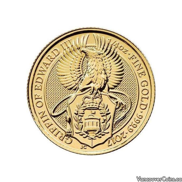 2017 The Royal Mint 1/4 oz Queen's Beasts Griffin of Edward III Gold ...