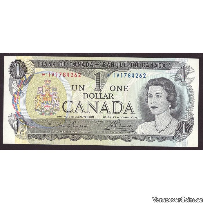 1973 Canada $1 dollar replacement note Lawson Bouey *IV1784262 Choice ...