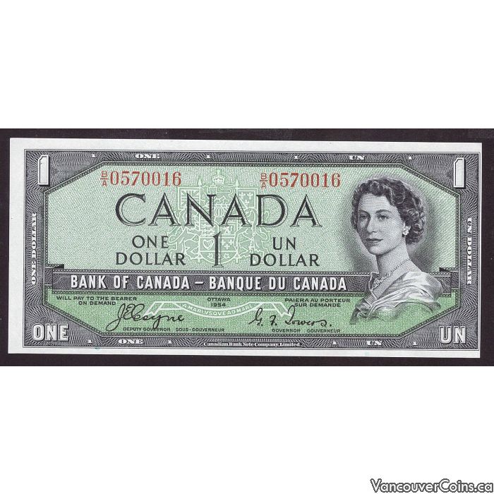1954 Canada $1 Devils Face note BC29a Coyne Towers B/A0570016 Choice ...