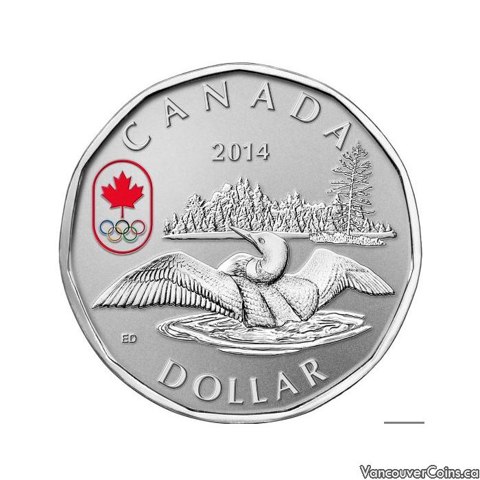 2014 Canada - One $1 Dollar Lucky Loonie Silver Olympic Coin ...