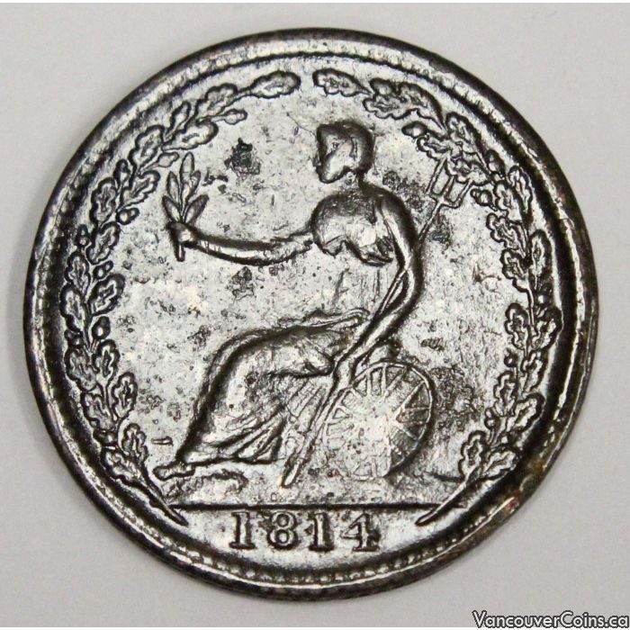 WE-8A6 Wellington 1814 Half Penny token lacquered long ago 6.3 grams ...