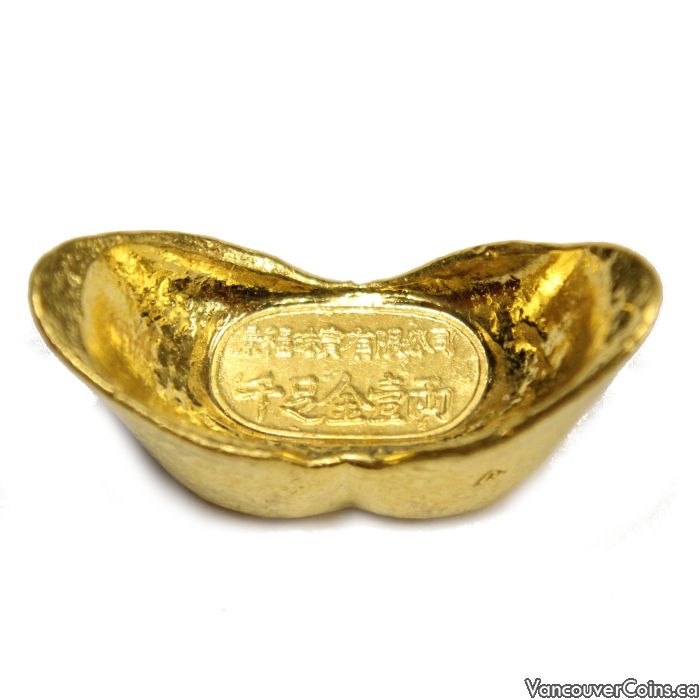 Cast 37.5 grams .9999 One Gold Tael China Hong Kong Sycee Boat ingot ...