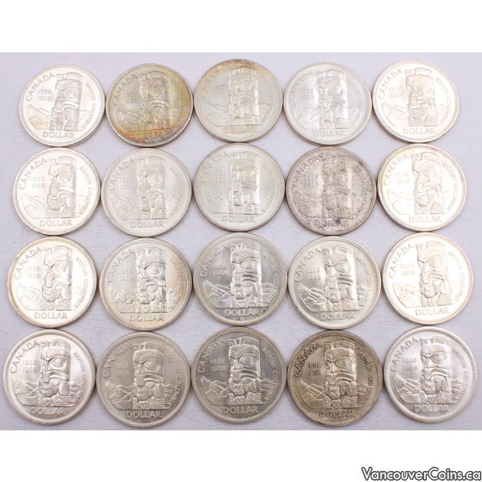20x Canada 1958 silver dollars 20-coins Choice Uncirculated ...