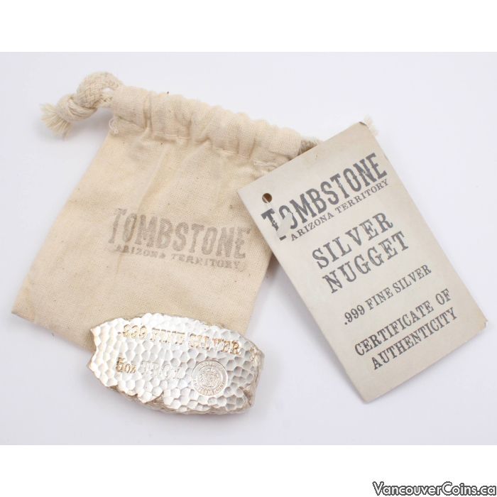 5 oz Tombstone Silver Nugget .999 Fine Silver Scottsdale Mint with Bag ...