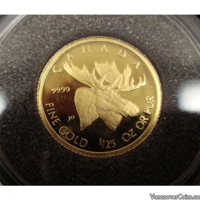 2004 Royal Canadian Mint 1/25 oz Pure Gold "Moose" Coin - Professional ...