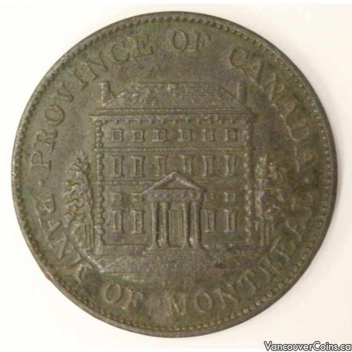 1844 Bank of Montreal Half Penny token Tall Trees Short Nose PC-1B1 ...